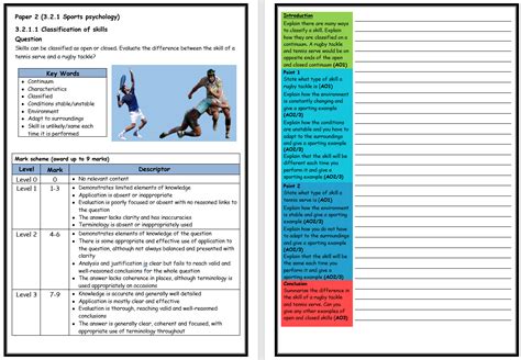 GCSE PE AQA 9 1 Structure Strip Classification Of Skills Open Closed Extended