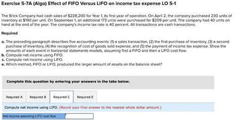 Solved Exercise 5 7a Algo Effect Of Fifo Versus Lifo On