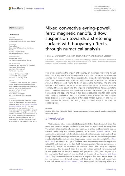 Pdf Mixed Convective Eyring Powell Ferro Magnetic Nanofluid Flow Suspension Towards A