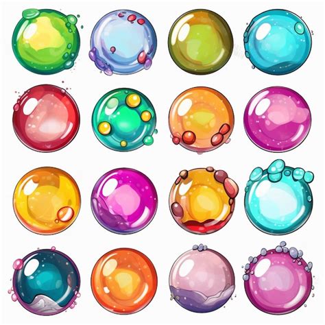 Premium Ai Image A Set Of Cartoon Colored Bubbles With Different Shapes And Sizes Generative Ai