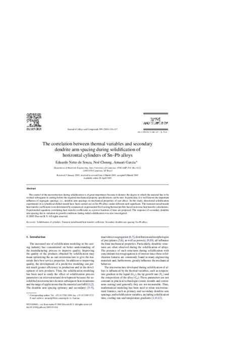 Pdf The Correlation Between Thermal Variables And Secondary Dendrite