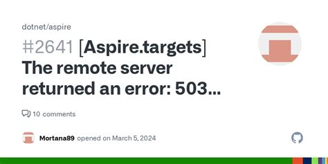 Aspiretargets The Remote Server Returned An Error 503 Server Unavailable · Issue 2641