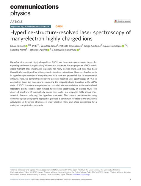 Pdf Hyperfine Structure Resolved Laser Spectroscopy Of Many Electron Highly Charged Ions