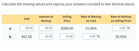 Solved Calculate The Missing Values And Express Your Answers Chegg Com