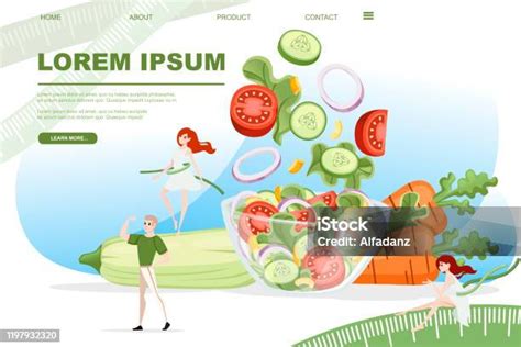 야채 샐러드와 만화 캐릭터 디자인 플랫 벡터 일러스트 의 전체 그릇 다이어트 계획 개념 건강한 생활방식에 대한 스톡 벡터 아트 및 기타 이미지 건강한 생활방식 건강한