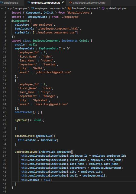 Problem Statement Display Employee Array Using