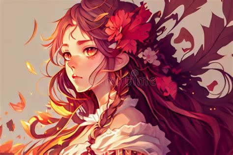 Anime Portrait Of A Beautiful Girl Generative Ai Generative Ai Stock