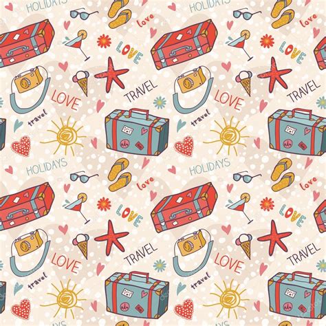 Summer Travel Pattern Stock Vector Martynmarin