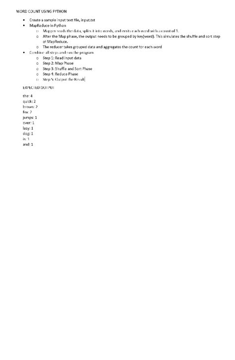 Exer 3 Python Word Count With Mapreduce Notes Studocu