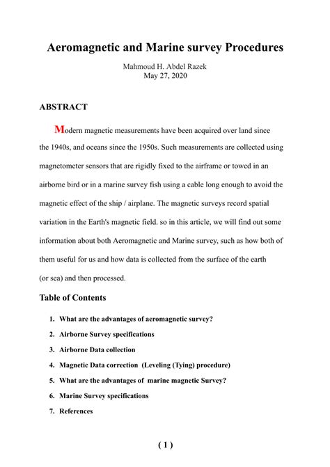 Pdf Aeromagnetic And Marine Survey Procedures