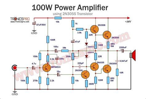 100w Amplifier Circuit 2n3055 Transistor Tronicspro