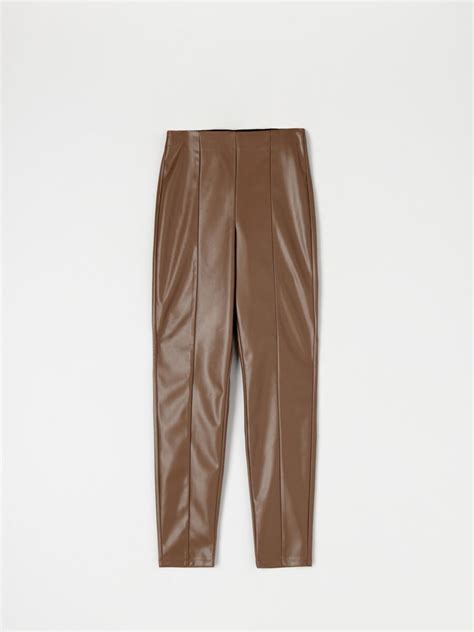 Штани зі штучної шкіри Колір коричневий Sinsay Zu960 88x