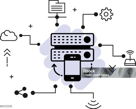 모바일 앱 개념 기계 이동성 벡터 글리프 아이콘 디자인 클라우드 컴퓨팅 및 인터넷 호스팅 서비스 기호를 통한 Rdp 서버 액세스
