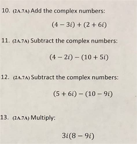 solved 10 24 7a add the complex numbers 4 3i 2