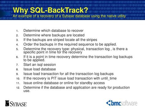 Ppt Sql Backtrack For Sybase Powerpoint Presentation Free Download