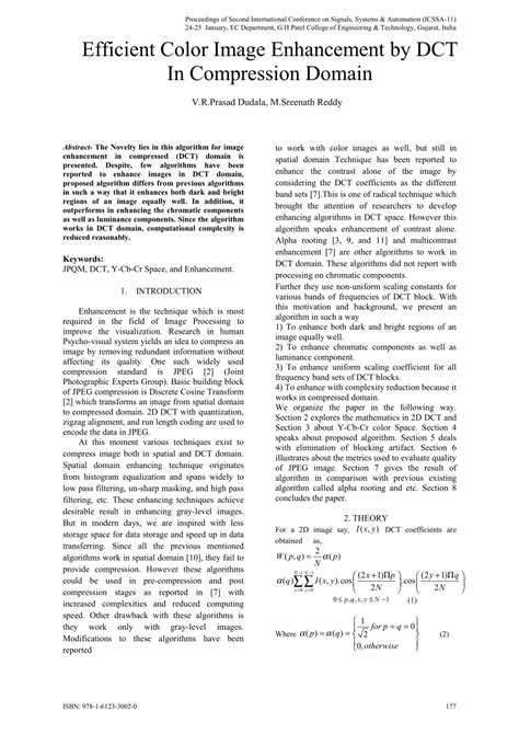 Pdf Efficient Color Image Enhancement By Dct In Compression Domain