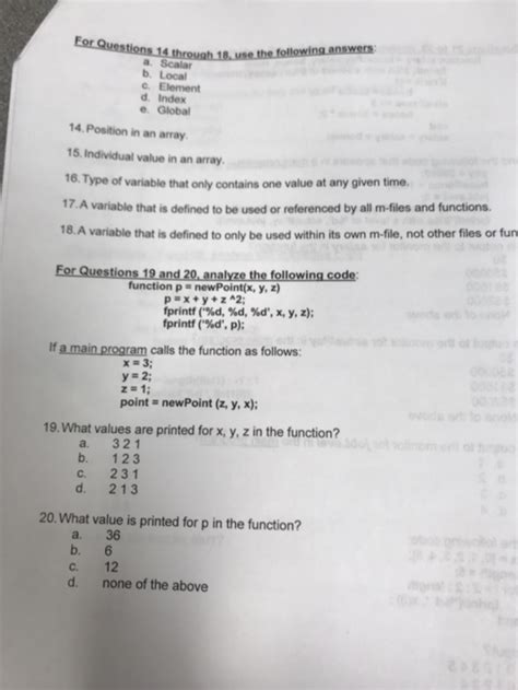 Solved For Questions 14 Through 18 Use The Following Chegg Com