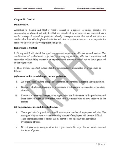 Chapter 10 Control Download Free Pdf Employment Sales