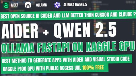 Aider Qwen 25 Ollama Fastapi Kaggle Gpu Best Open Source Ai Coder Beats Cline Bolt