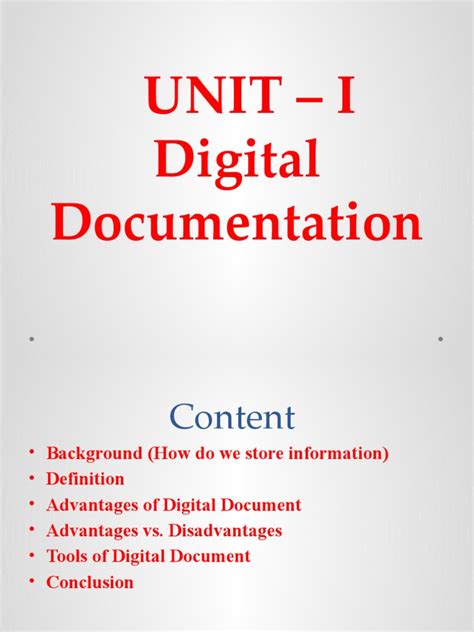 Unit I Digital Documentation Pdf