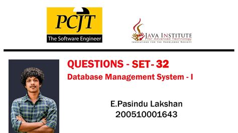 Questions Set 32 Database Management System I Java Institute