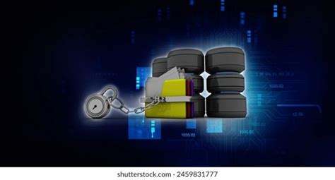 3d Rendering Folder Connected Database Lock Stock Illustration