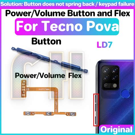 Power Volume Button Flex For Tecno Pova Ld Switch Power On Off Key Mute Volume Control Button