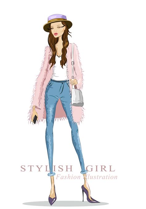 时尚手绘美女素材中国