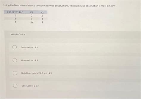 Solved Using The Manhattan Distance Between Pairwise