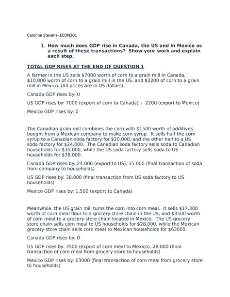 Econ201 Problem Set 1 Homework 1 Caroline Stevens Econ How Much