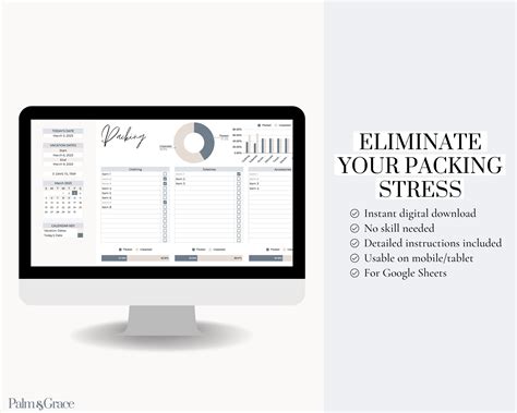 Google Sheets Editable Packing List Packing Checklist Travel Packing List Template Packing