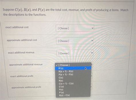 Solved Suppose C X R X And P X Are The Total Cost