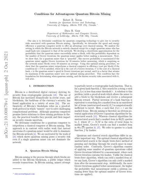 conditions for advantageous quantum bitcoin mining pdf computer
