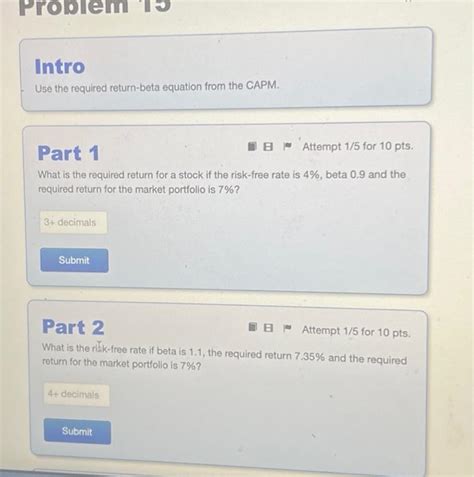 Solved What Is The Required Return For A Stock If The Chegg Com