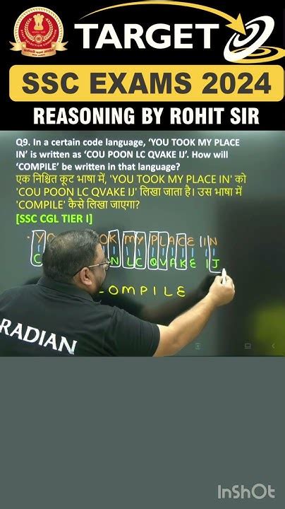 Coding Decoding Reasoning By Rohit Sir Shorts Ssc Ssccgl