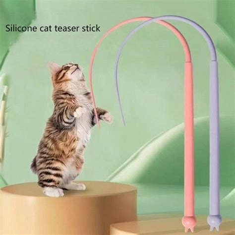 Silicone Cat Teasing Stick Mouse Tail Silicone Cat Teasing Stick Cat