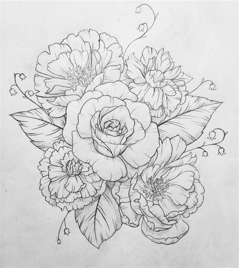 Another One Done Peonies Carnations And A Single Rose Tattoos Flower Tattoos White Bird