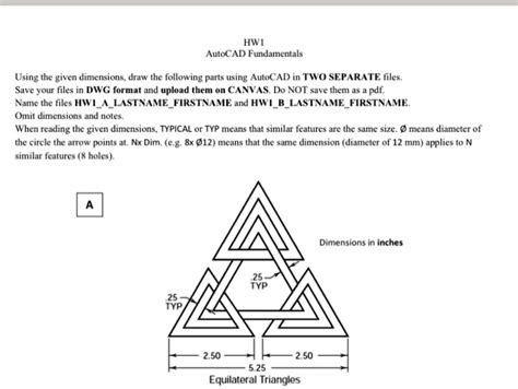 Hw1 Autocad Fundamentals Using The Given Dimensions Draw The Following Parts Using Autocad In