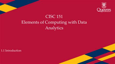 Cisc 151 Elements Of Computing With Data Analytics