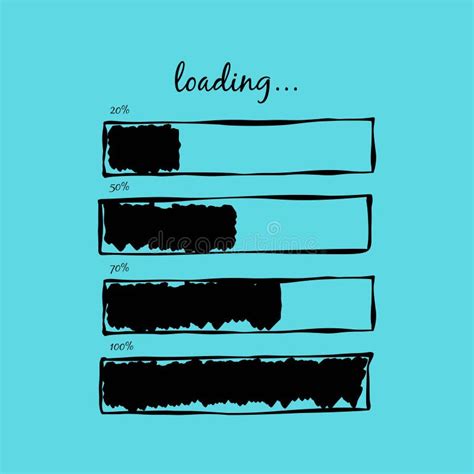 Doodle Loading Bar Design Element Progress Speed Status Of Completion Stock Vector