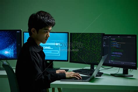 Young Male Programmer Working Late At Night Picture And Hd Photos Free Download On Lovepik