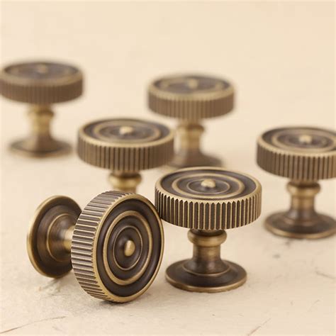 Antique Brass Knobs Knurled Texture Antique Gold Dresser Knobs Aged