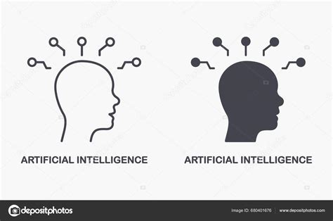 Digital Technology Machine Learning Symbol Collection Artificial Intelligence Silhouette Line