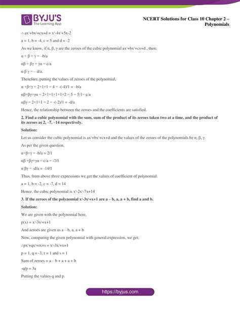 Ncert Solutions Class 10 Maths Chapter 2 Polynomials