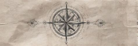 Intricate Hand Drawn Compass Rose With Vintage Style Featuring Faded