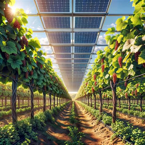 Agrivoltaic Fields Solar Panels In Vineyards For Sustainable Farming