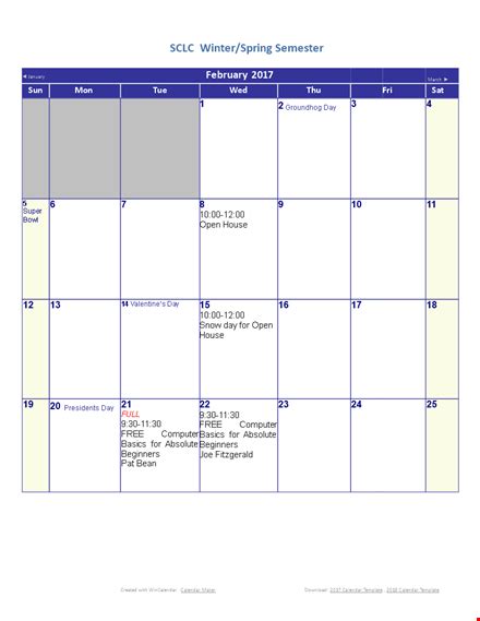 Printable Blank House Calendar Template