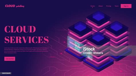 아이소메트릭 모던 클라우드 서비스 기술 및 네트워킹 방문 페이지 개념 웹 클라우드 기술 비즈니스의 헤더 데이터 서비스 벡터 그림입니다 3차원 형태에 대한 스톡 벡터 아트 및