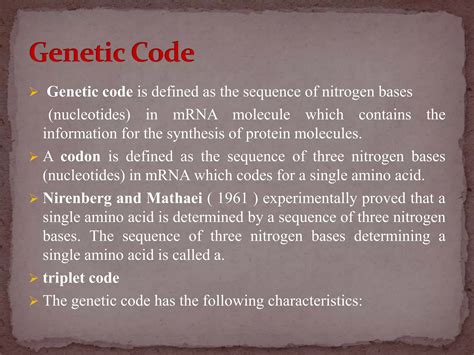 Genetic Code Charateristics Ppt
