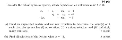 Solved 10 Pts Consider The Following Linear System Which